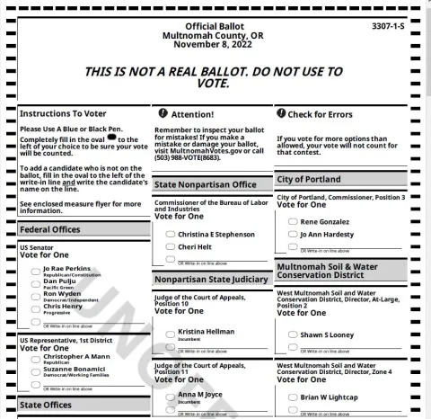 Sample Ballots - November 2022 General Election | Multnomah County